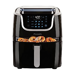 PowerXL Air Fryer Steamer 7 QT 10-in-1 XL Vegetable Steamer and Air Fryer Combo, Toast, Bake, Roast, Broil, Dough Proofing, Warm, Defrost, ST006, Black (7 QT)
