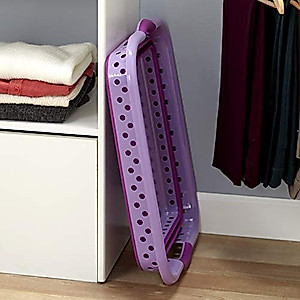 Easy to Store Large Plastic Collapsible Laundry Basket - Purple
