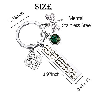 Outlanden Theme Gift Sing Me a Song of a Lass That is Gone Lyrics Dragonfly Keychain Claire Jamie Fraser Lover Gift for Outlander Fans Inspired Jewelry (Keychain)