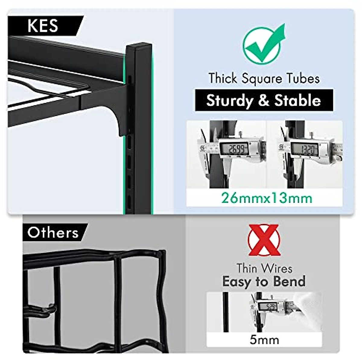 KES Cabinet Door Organizer with Towel Bar & Pots and Pans Organizer, Matte Black , KUR520-BK+KUR510-BK