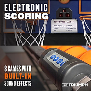 Triumph Sports Run n Gun Arcade Basketball Shootout Game Fully and Semi Assembled Out of The Box Fold Out and Play! Folds 100% Flat for Complete Storage Fully Portable, Play Inside or Outside