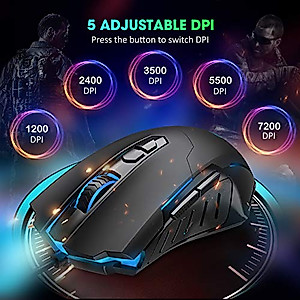 WEEMSBOX Wired Gaming Mouse [Breathing RGB LED] [Plug Play] High-Precision Adjustable 7200 DPI, 7 Programmable Buttons, Ergonomic Computer USB Mice for Windows/PC/Mac/Laptop Gamer