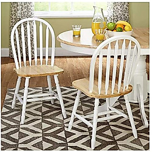 Target Marketing Systems, Inc. Set of 2 Carolina Windsor Classic Farmhouse Style Dining Chair (White/Natural)