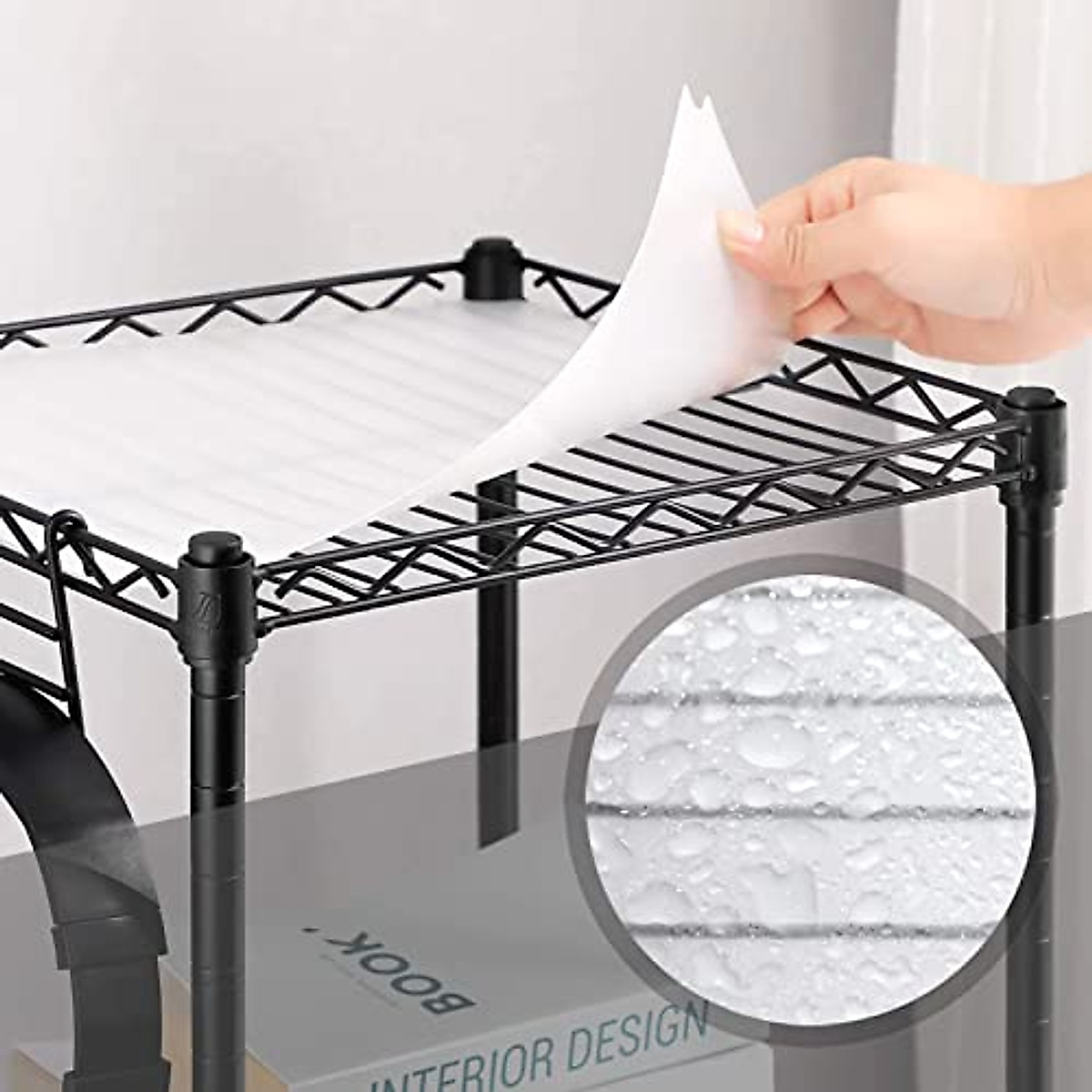 SONGMICS 3-Tier Bathroom Shelf, Wire Shelving Unit, Metal Storage Rack for Small Space, Total Load Capacity 132 lb, 11.8 x 11.8 x 28.7 Inches, with 3 PP Sheets, Adjustable Shelf, Black ULGR103B01