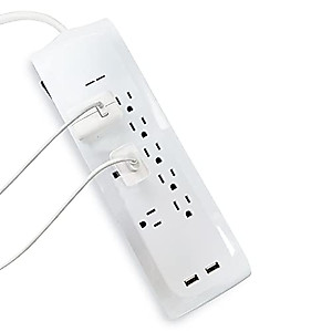 MaxWorks 50390 900 Joule 8 Outlet Power Strip with 2 USB Charging Ports, 8 Foot Power Cord 1875W 15A 125V 60HZ SJT 14/3