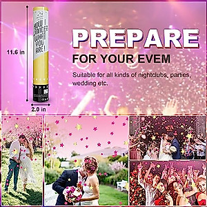 Workkeep Gender Reveal Confetti Powder Cannon - Set of 4 - Pink Only for Baby Girl with Pink Confetti Cannon Smoke Bombs, Gender Reveal Poppers with Gender Reveal Decorations Party Poppers