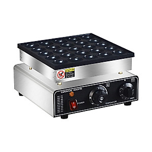 110V US Commercial 25PCS Mini Dutch Pancake Maker,950W Dutch Pancake Baker Machine,Non-stick Dorayaki Maker, Dutch Poffertjes Grill,Stainless Steel, Breakfast, Snacks, Desserts