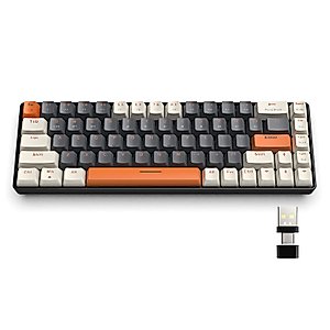 MAGIC-REFINER 60% Wireless Mechanical Keyboard, Bluetooth 5.0/2.4GHz with Dual Mode 2-in-1 Receiver, Compact 68-Key Hot Swappable Ergonomic Gaming Keyboard, Clicky Blue Switch for PC Mac Smartphone