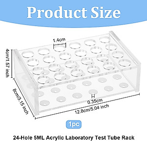 OLYCRAFT 24 Sockets Acrylic Clear Test Tube Rack Transparent Acrylic Test Holder Rack Centrifuge Tube Holder Labortory Display Stands for 5ml Test Tubes Chemistry Laboratory - Hole: 14mm 3.5mm