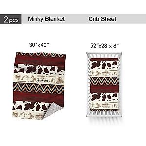 Munific Personalized Crib Bedding Set for Baby Boy, Custom Baby Boys Crib Bedding Set with Name, Cowboy 2 Piece Nursery Bedding, Western Style Crib Comforter, Crib Sheet for Babies