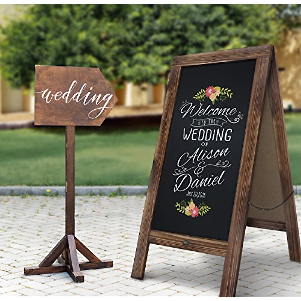 HBCY Creations 40" x 20" Rustic Brown Solid Pine Wood A-Frame Magnetic Chalk Board Sign, Menu Chalkboard, Framed Chalkboard, Outdoor Sign, Standing Chalkboard, Sandwich Board