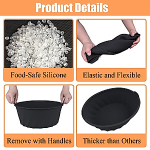 Amerbro Silicone Slow Cooker Liners fit Crock-Pot 6 Quart Oval Slow Cooker - Reusable & Leakproof Crock Pot Liner - Dishwasher Safe Crock Pockets (Black)