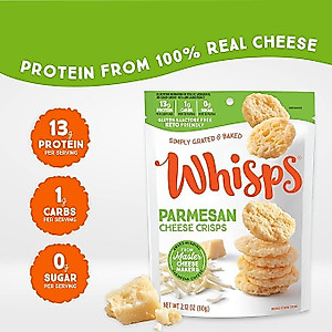 Whisps Cheese Crisps Variety Pack | Protein Chips | Healthy Snacks | Protein Snacks, Gluten Free, High Protein, Low Carb Keto Food | Parmesan, Cheddar Cheese, Asiago, Pepper Jack (2.12 Oz, 6 Pack)