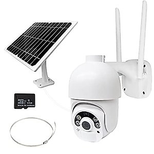 NuCam Solar Powered PTZ WiFi Security Camera Wireless Outdoor 350°/100° X/Y-Axis Adjustable 1080P HD Colored Night Vision w. PIR Motion Sensor Security Light w. Bracket Extension Cord (WiFi)