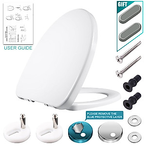 Elongated Toilet Seat - Heavy Duty Toilet Lid with Thick Premium UF Material, Soft Close & Quick Release, Top Fix to Install and Clean for Most Brand Standard Toilet Seats by WEKEY - White