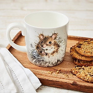 Portmeirion Royal Worcester Wrendale Designs Dandelion Mug | 14 Ounce Large Coffee Mug with Mouse Design | Made from Fine Bone China | Microwave and Dishwasher Safe