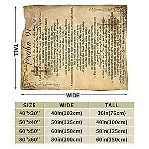 Psalm 91 Blanket Christian Gifts (50x40inch)- Religious Throw Blanket Soft Lightweight Cozy Plush Warm Blankets for Women Men
