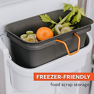 Full Circle Scrap Happy – Food Scrap Collector and Freezer Compost Bin - Hanging Kitchen Countertop Bin for Fruit and Vegetable Waste, Slate