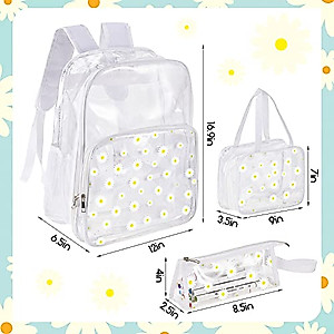 Eccliy Clear Backpack Stadium Approved Backpack 3 School Backpack for Girls Boys Christmas Clear (White, Daisy)