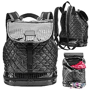 Closeout Services Corp. Bella Mia Uptown Day Pack - Stylish Black Quilted Body with Comfortable Backpack Straps, Perfect for Everyday Adventures and Chic Urban Exploration