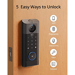 eufy Security S330 Video Smart Lock+S330 eufyCam 3 2-Cam Kit, 3-in-1 Keyless Entry Door Lock, Security Camera Outdoor Wireless, WiFi Door Lock,App Remote Control,Expandable Local Storage up to 16TB