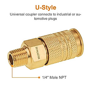 SUNGATOR Air Fittings, (16-Piece) Air Coupler and Plug Kit, Solid Brass Quick Connector Set, Industrial 1/4" NPT Air Tool Fittings Set with Storage Case