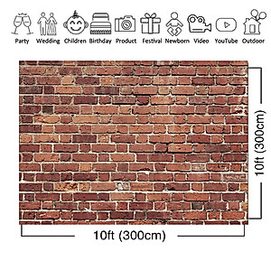 LTLYH 10x10ft Red Brick Wall Photography Backdrop Photo Background Kids Birthday Cake Smash Photoshoot Wedding Graduation Party Photographer Photo Booth Studio Props Banner 080