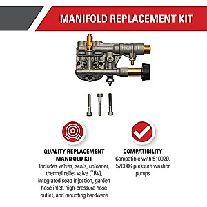 Simpson Cleaning 7108366 Manifold Replacement Kit for OEM Technologies 510020 and 520006 Axial Cam Pressure Washer Pump, Multi