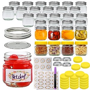 Salzesfalls 30 Pack 8oz Mason Jars with Lids,Half Pint Canning Jars,Small Glass Canning Jars,Samll Mason Jars for Jam, Honey,Candy,Spice