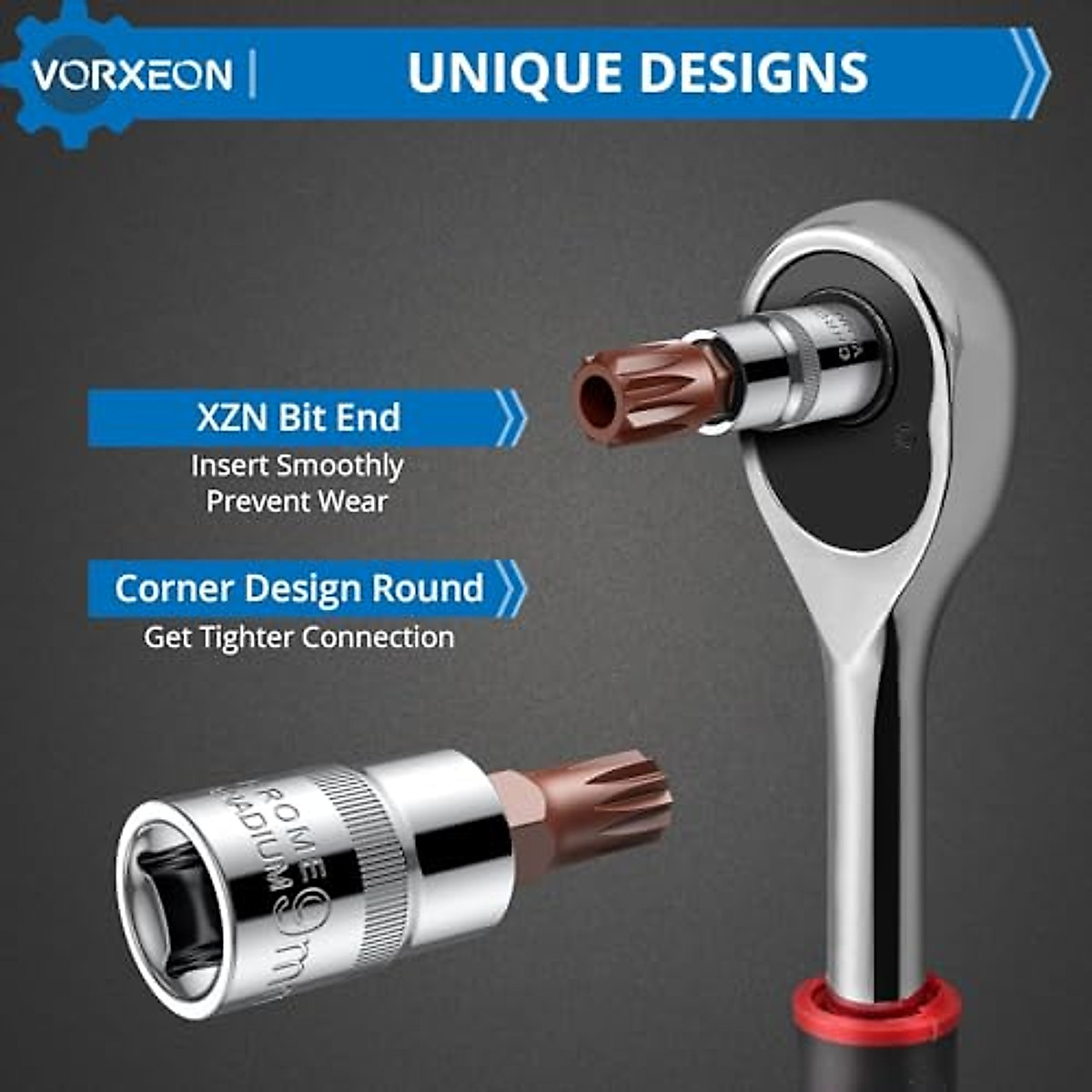 VORXEON 10 Pcs Triple Square Spline Bit Socket Set M4 - M18, S2 Alloy Steel and CR-V XZN Sockets with Storage Case, 1/4” 3/8” 1/2” Drive