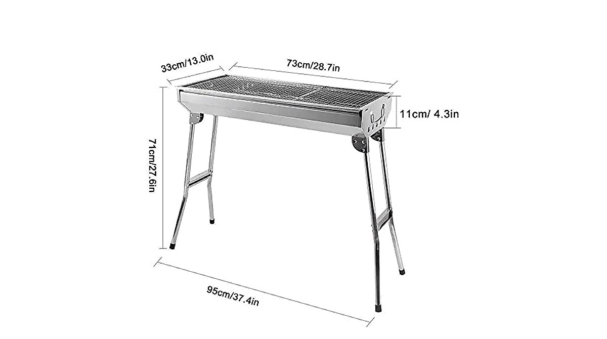 Uten Portable Charcoal Grill, Stainless Steel Folding BBQ Grill and Smoker, Barbecue Grill for ...