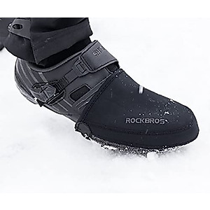 ROCKBROS Cycling Shoe Covers Toe Covers Winter Toe Warmers Cycling Overshoes Protectors Kevlar Black 1 Pair L/XL(7-12US)