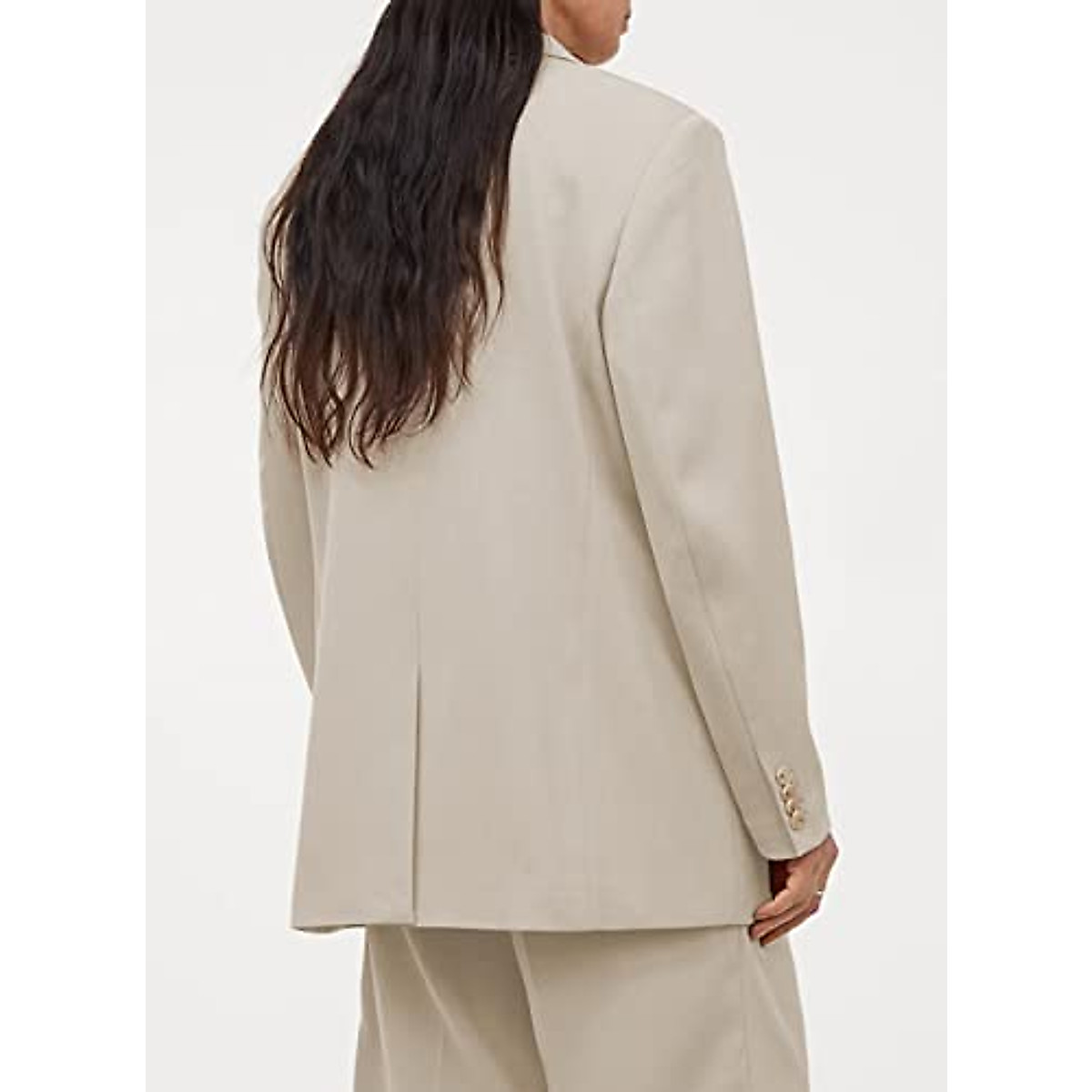 Dokotoo Women's Blazers & Suit Jackets Open Front Buttons Fashion Jacket Solid Color Work Office Spring Blazer Jackets for Women Business Casual Khaki Large