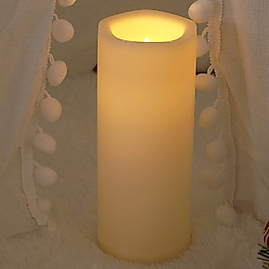 2 Pack Outdoor Flameless LED Pillar Candles Battery Operated Flickering Lights with Timer Plastic Resin Lights for Christmas Home Garden Decoration Baby Birthday Party Bridal Shower Decor 4x10 Inches