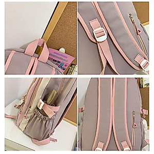 Tenbip Kawaii Backpack Cute Backpack Aesthetic Backpack Preppy Backpack Kawaii School Supplies with Bear Accessories (Pink)…