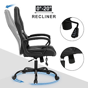 PC Gaming Chair Massage Function Computer Chair Ergonomic Office Chair with Lumbar Support Swivel Rolling Desk Chair Video Game PU Leather Racing Chair Executive High Back Task Chair, Black