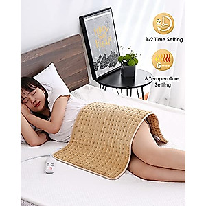 Heating Pads for Back Pain,18"x33" Large Electric Heating Pads with Auto Shut Off,6 Temperature Settings, Fast Heating for Neck Back Shoulder