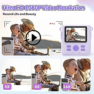 Kids Camera Instant Print, Christmas Birthday Gifts for Girls and Boys Age 3-12,1080P Kids Instant Cameras That Print Photos,Portable Toddler Toy for 3 4 5 6 7 8 9 10 11 Year Old Boys (Purple)