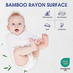 Waterproof Mattress Protector Queen Size - Cooling Bamboo Rayon Mattress Cover, Soft Breathable Noiseless 3D Air Fabric Bed Mattress Pad Covers, Machine Washable, 8-21" Deep Pocket