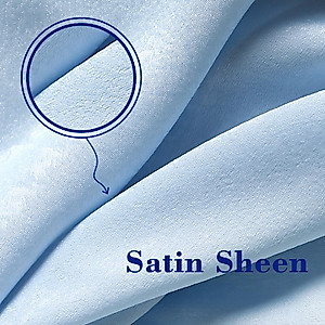 SHERWAY 9.6 Feet x 10 Feet Light Blue Silky Soft Curtain Wedding Backdrop Drapes, Slightly Shiny Satiny Window Curtains for Party Ceremony Decoration