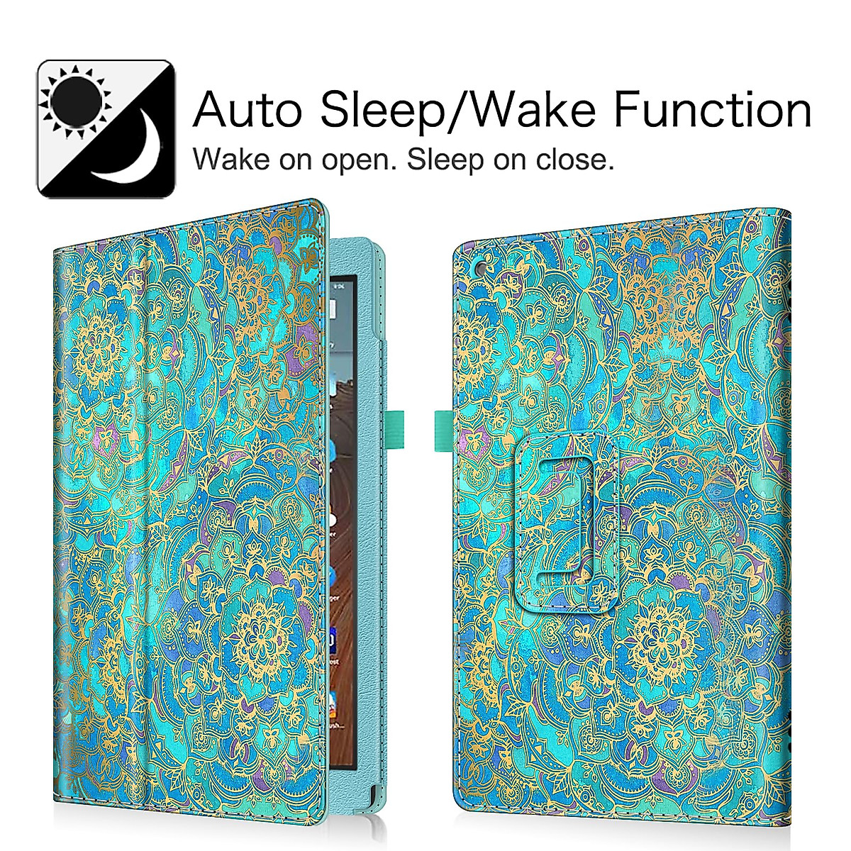 Fintie Folio Case for Amazon Fire HD 10 Tablet (Compatible with 7th and 9th Generations, 2017 and 2019 Releases) - Premium PU Leather Slim Fit Stand Cover with Auto Wake/Sleep, Shades of Blue