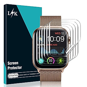 LϟK 6 Pack Screen Protector Designed for Apple Watch 44mm Series 6 5 4 SE / 42mm Series 3 2, Max Coverage, Bubble Free Flexible Soft TPU for iWatch 44mm 42mm