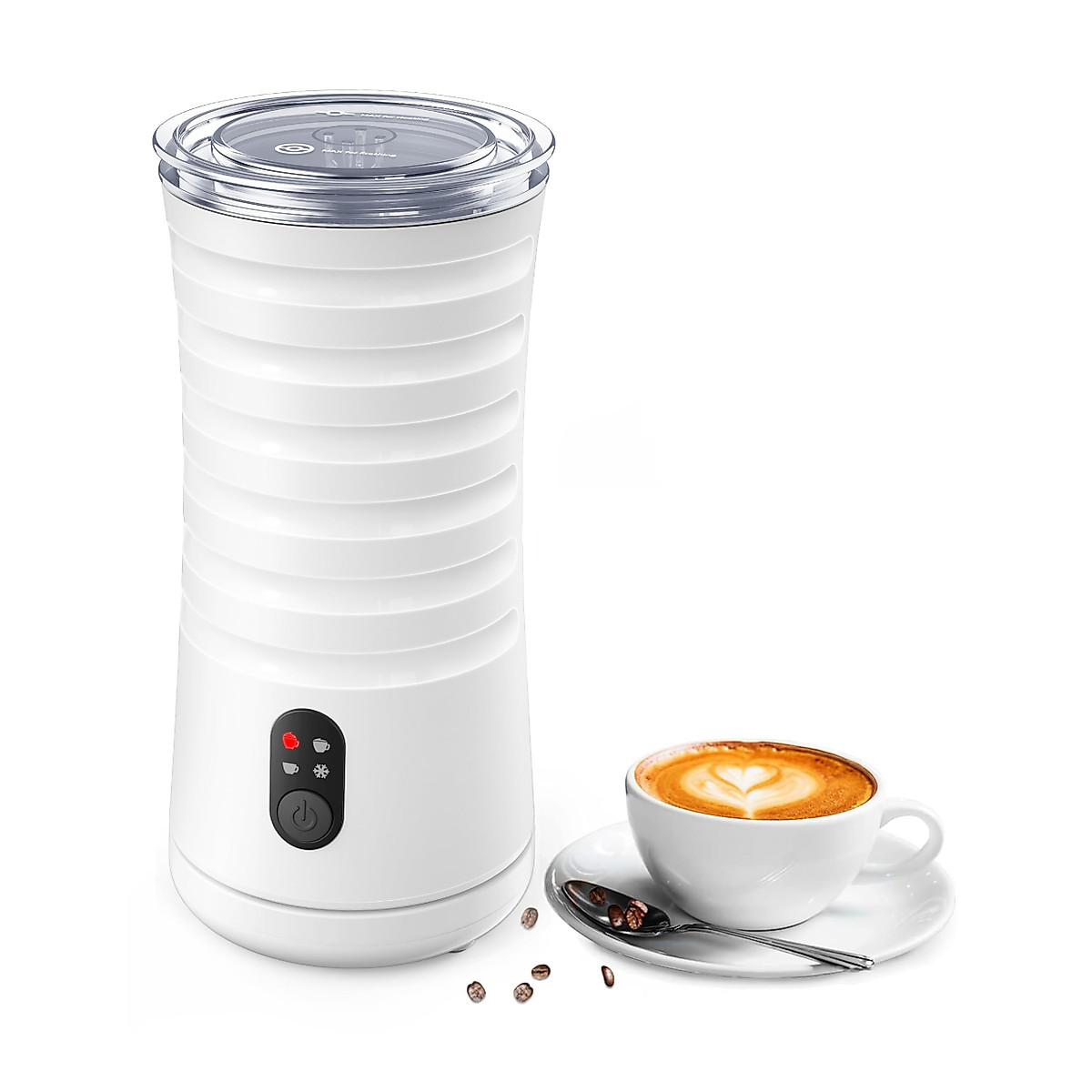 Milk Frother and Steamer, 4-in-1 Milk Frother for Coffee Electric Double Wall, Hot & Cold Foam Milk Heater with Strix Temperature Controls, Auto Shut-Off, for Cappuccino, Coffee, Macchiato (white)