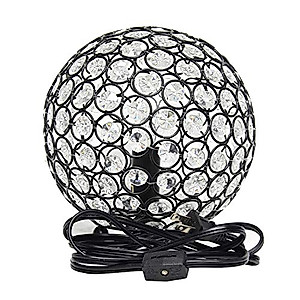 Elegant Designs LT1026-RBZ 8" Elipse Crystal Collection Metal Crystal Ball Sequin Table Desk Lamp for Accent Lighting, Décor, Living Room, Restoration Bronze
