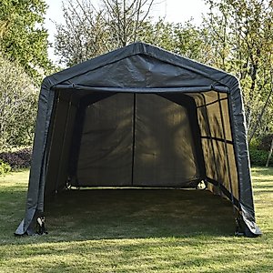 wonline Carport Auto Shelter 10x15x8ft Portable Outdoor Car Garage Storage Shed Canopy for Cars Gray Color