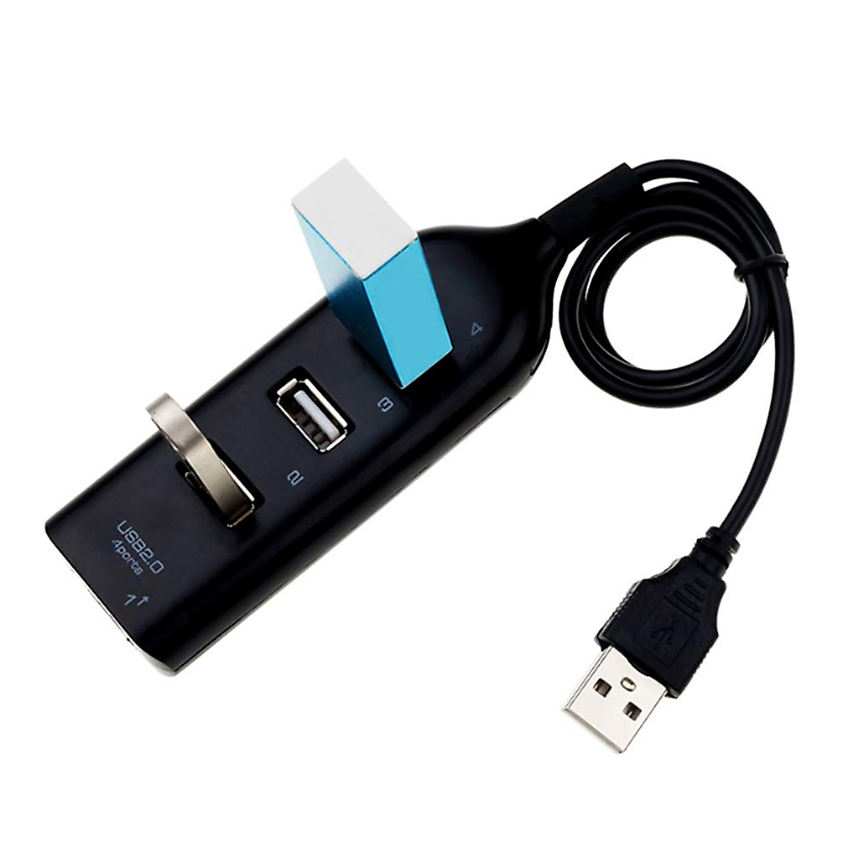 Hub USB 2.0 4-Port Distributor for PC Notebook Computer Notebook Receiver Computer Peripheral Accessories (Black)