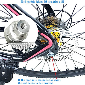 WADEKING Bike Pegs 4.3" Length,2 Pieces,Suitable for 3/8 inch Axles, Free-Style BMX Bicycles and Various Bicycles, Durable and Stylish Non-Slip (Upgraded Version Aluminum Alloy) (Silver)