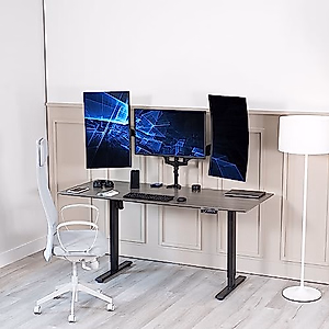 VIVO Triple Monitor Height Adjustable Desk Mount, 2 Pneumatic Arms, 1 Fixed, Counterbalance Stand, 17.6 lbs Weight Capacity per Screen, Max VESA 100x100, Fits up to 32 inch Screens, Black, STAND-V300G