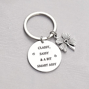 De&ai Positive jewelry Positive keychain women Inspirational gift Motivational gift for siser Inspirational keychain Inspirational keyring Motivational keyring a bit smart assy keychain