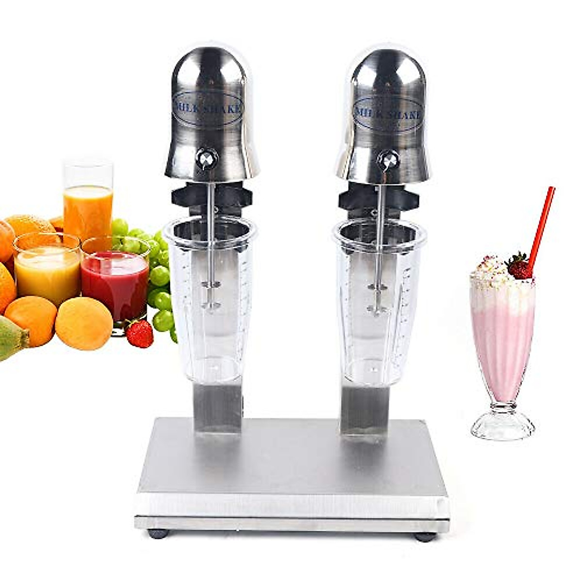 Milkshake Maker 560W Electric Milkshake Machine Drink Mixer Smoothie Maker Blender, 14000RPM, 22 oz, Commercial Home Use (Double Head, 560W)